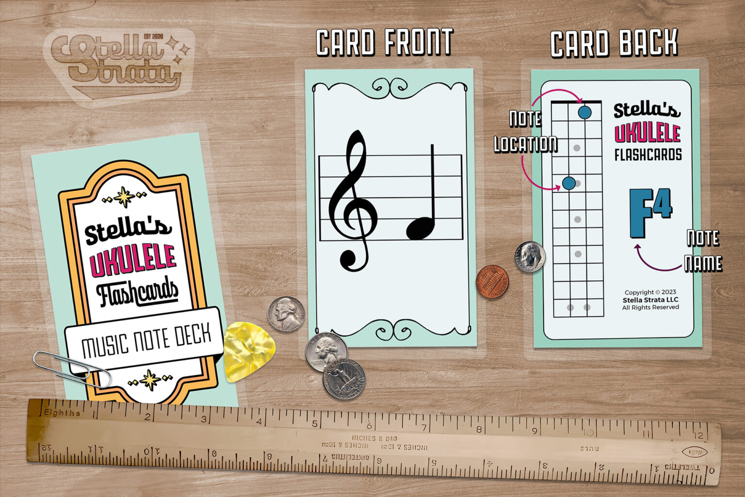 Ukulele Note Flash Cards (Printable) - Stella Strata LLC