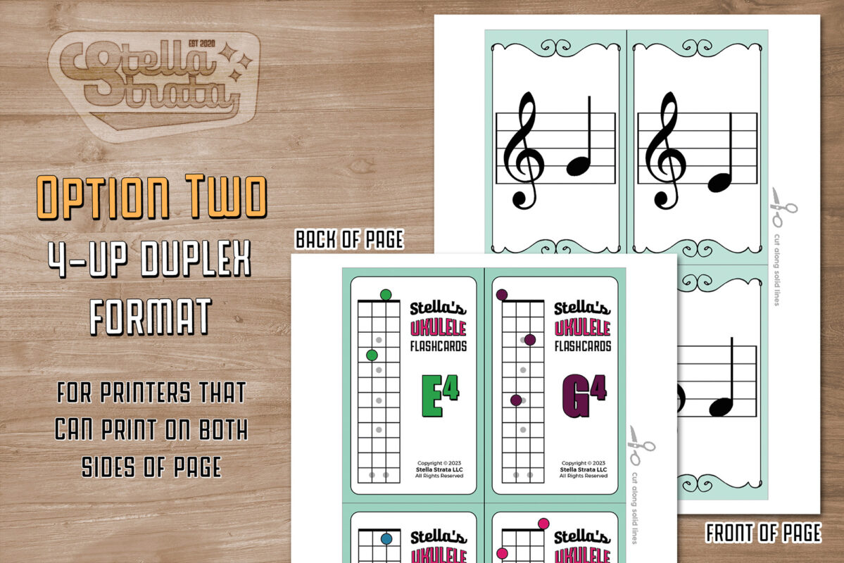 Ukulele Note Flash Cards (Printable) - Stella Strata LLC