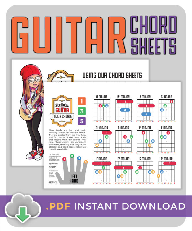 Guitar Chord Flash Cards – Expansion Deck (Printable) - Stella Strata LLC